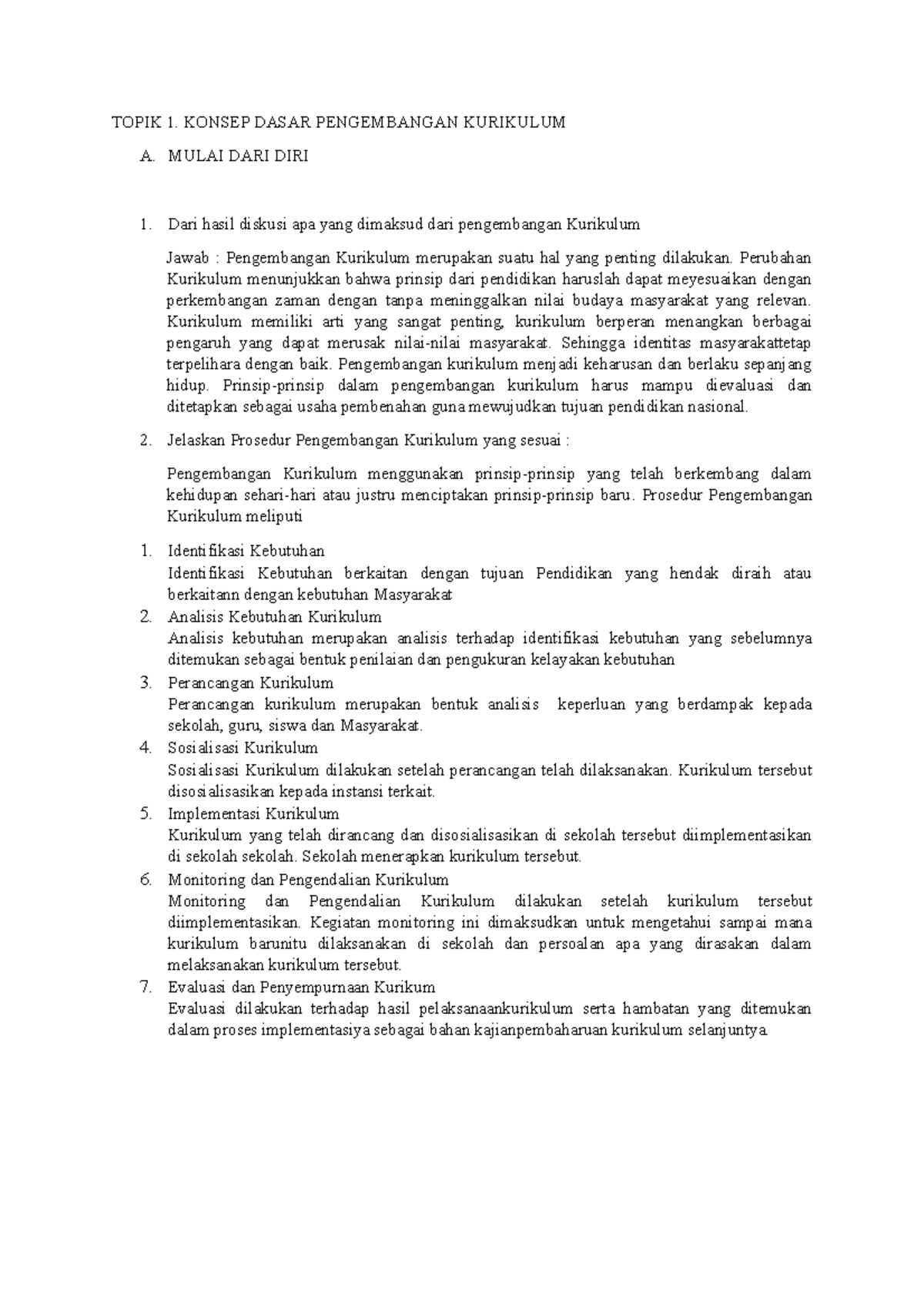 P2K Mulai Dari Diri P7 TP1 - TOPIK 1. KONSEP DASAR PENGEMBANGAN KURIKULUM A. MULAI DARI DIRI ...