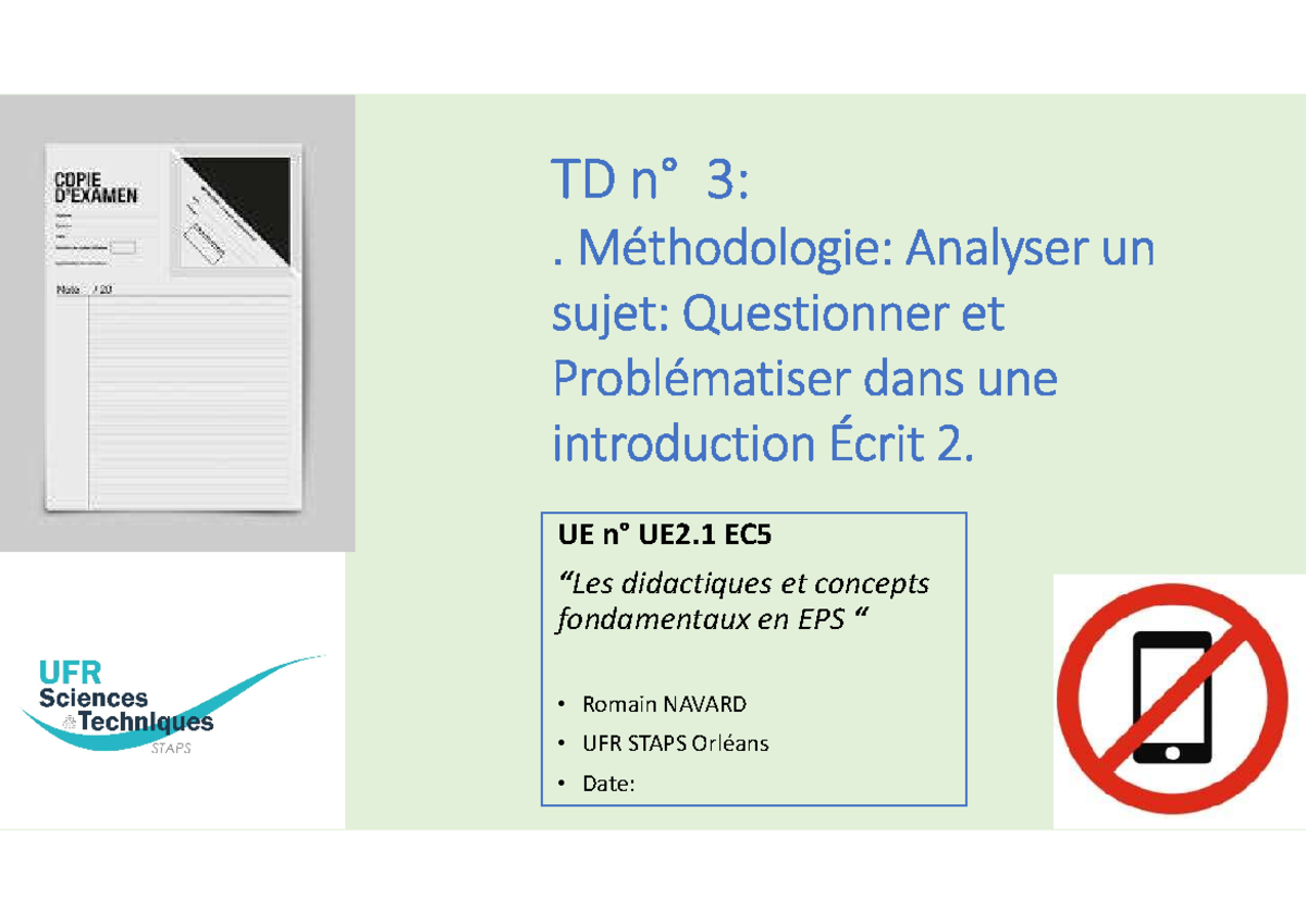 TD3 UE2.1EC5 celne - EPS - ####### TD n° 3: . Méthodologie: Analyser un sujet: Questionner et ...