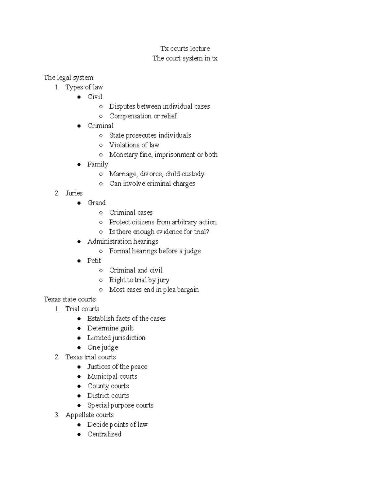 Tx courts lecture - Tx courts lecture The court system in tx The legal ...