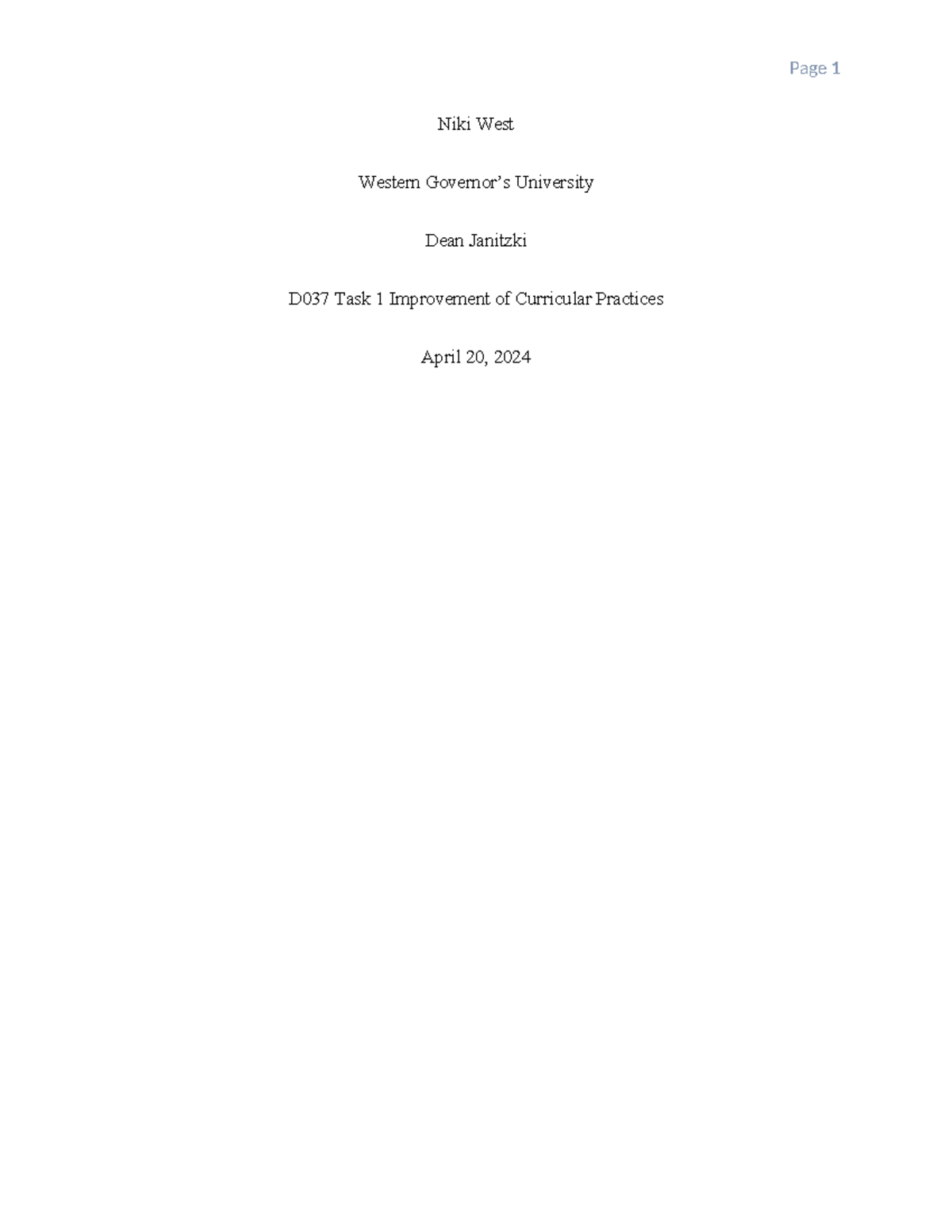 Niki West D037 Task 1 Revisions - Niki West Western Governor’s ...