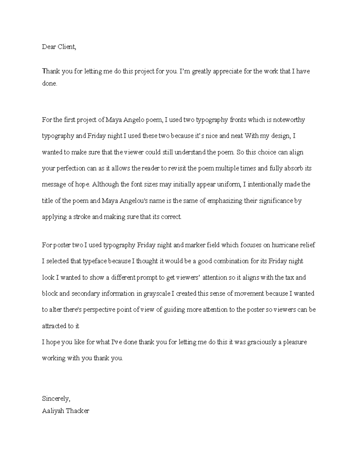 4-1 new dear client - gra 205 assigment - Dear Client, Thank you for ...