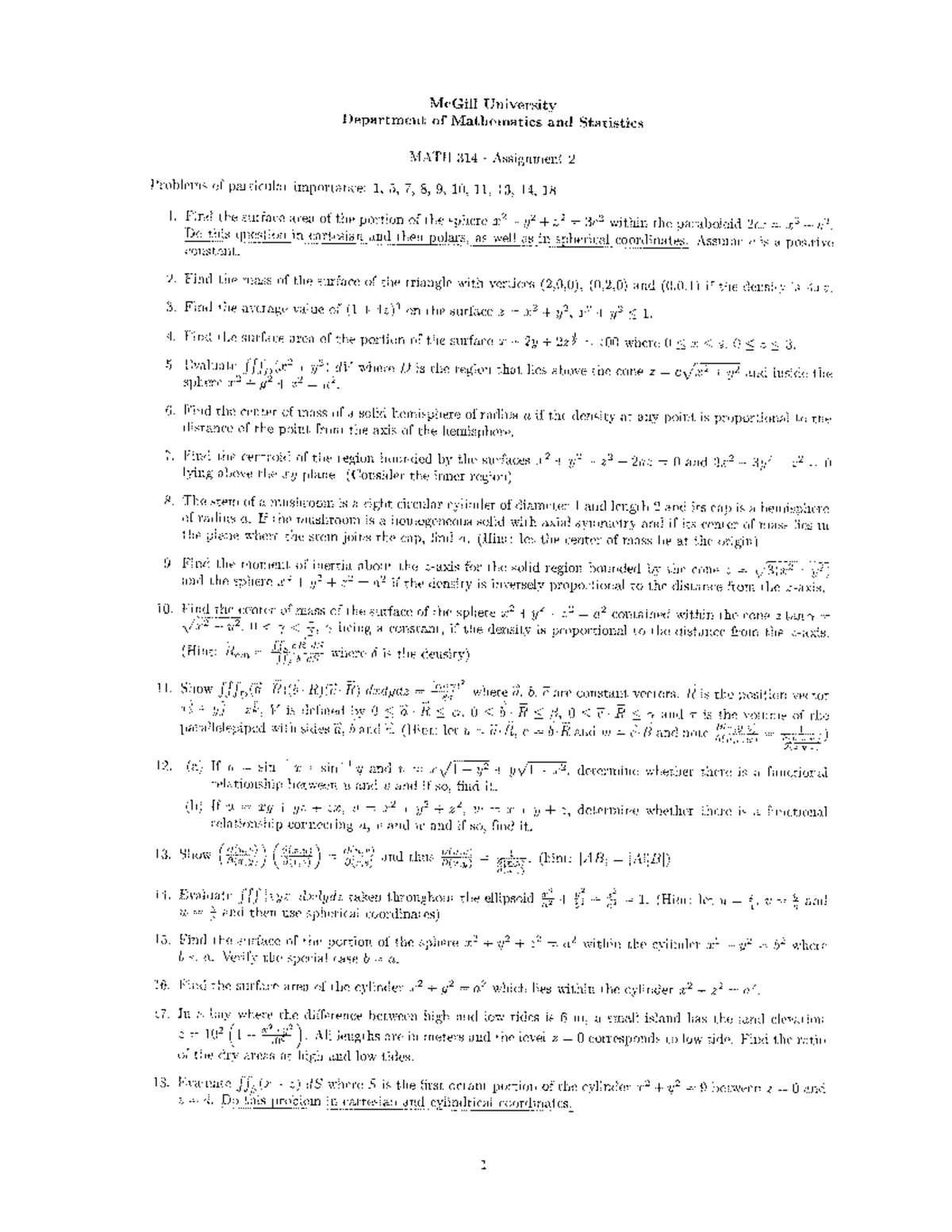 Math 314-Assignment 2 - Math 314 - Studocu