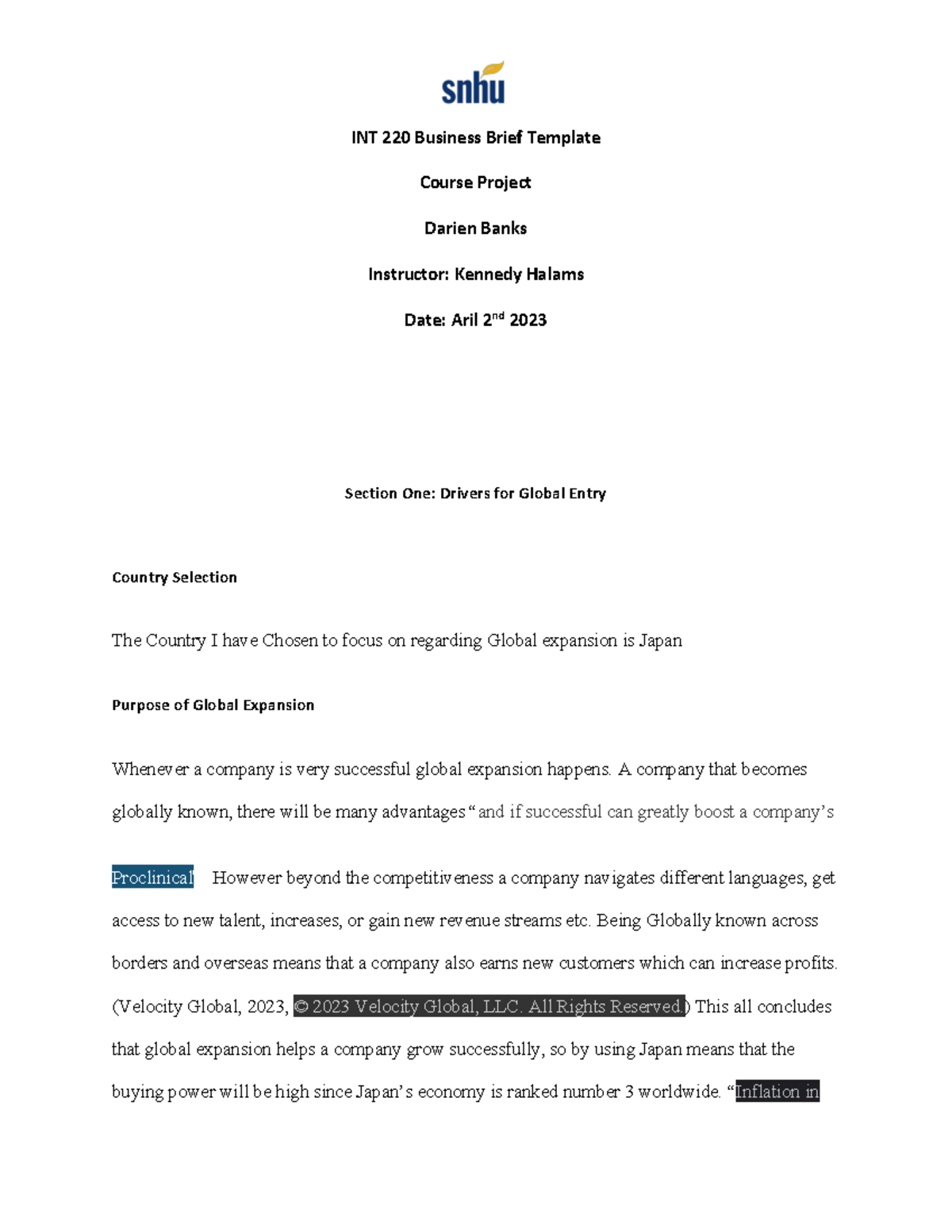 INT 220 Business Brief Template 5-2 2023 - INT 220 Business Brief ...