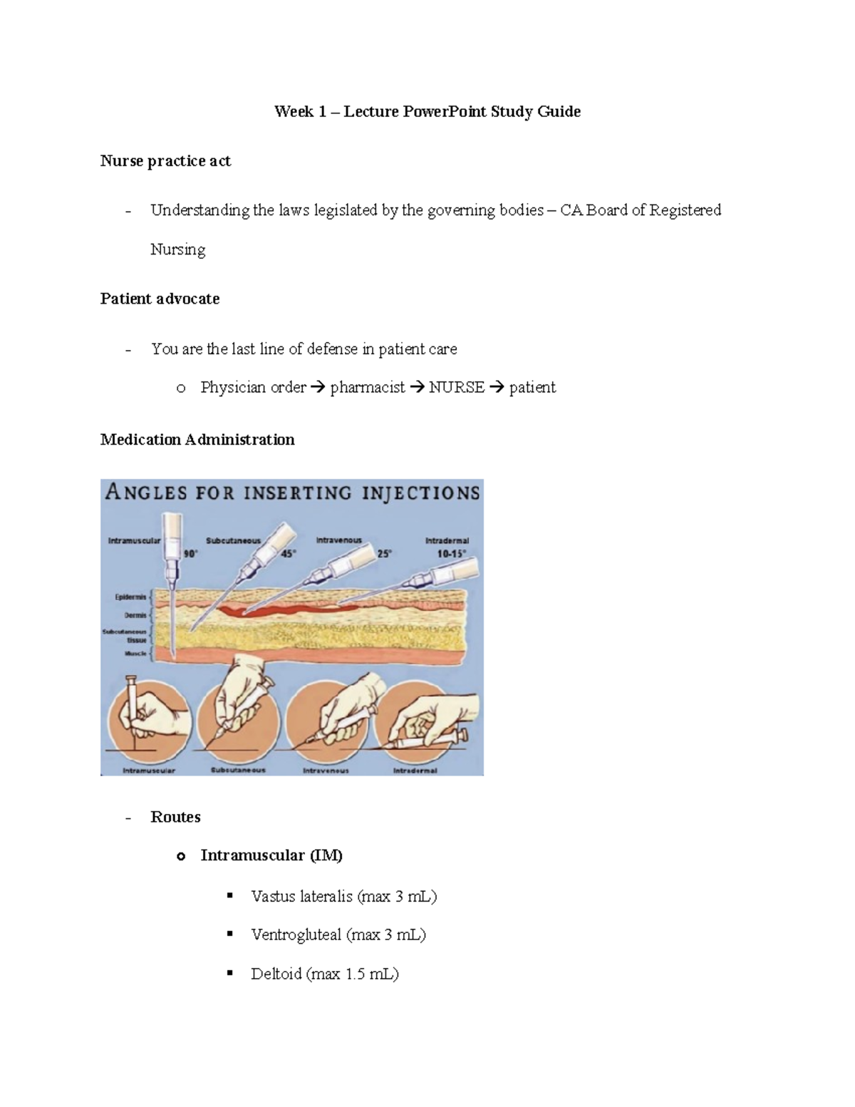 Week 1 - Pharm Lecture - Week 1 – Lecture PowerPoint Study Guide Nurse ...