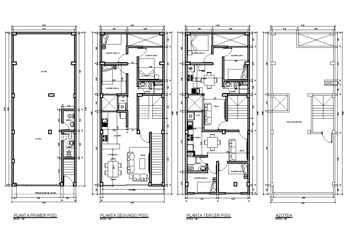 JVA-Model - plano de distribucion - ESCALA: 1/50 PLANTA SEGUNDO PISO ...