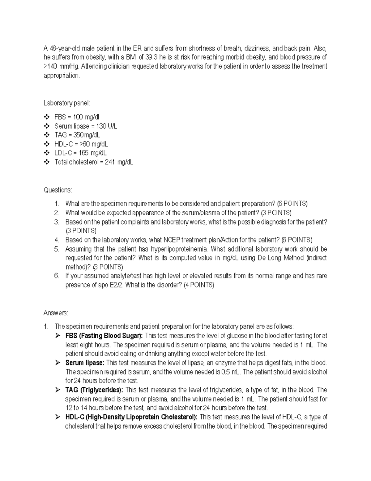 Case-study - Case study - A 48-year-old male patient in the ER and ...