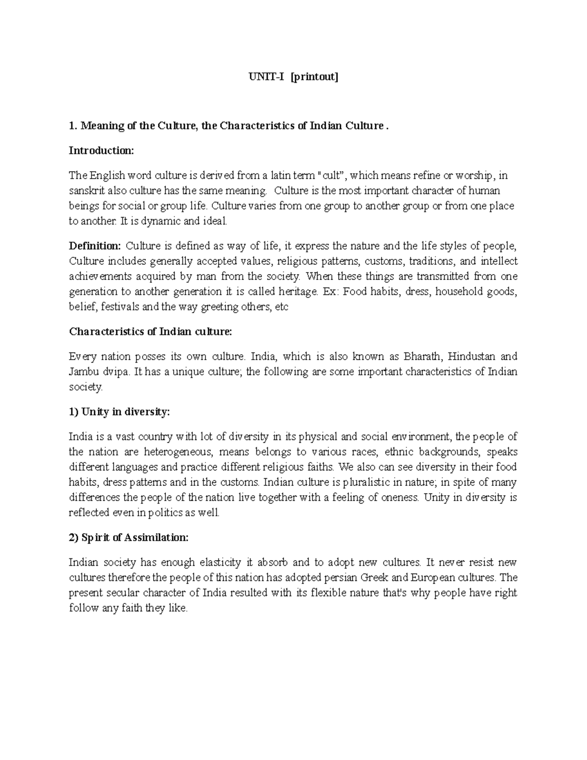 IHC UNIT-1 - Indian History - UNIT-I [printout] 1. Meaning of the ...