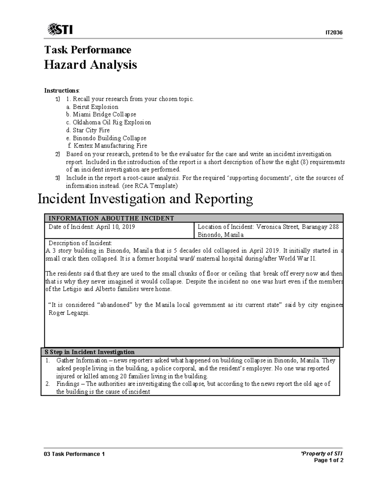 09 Task Performance 1 DIAZ - IT *Property of STI Page 1 of 2 03 Task ...