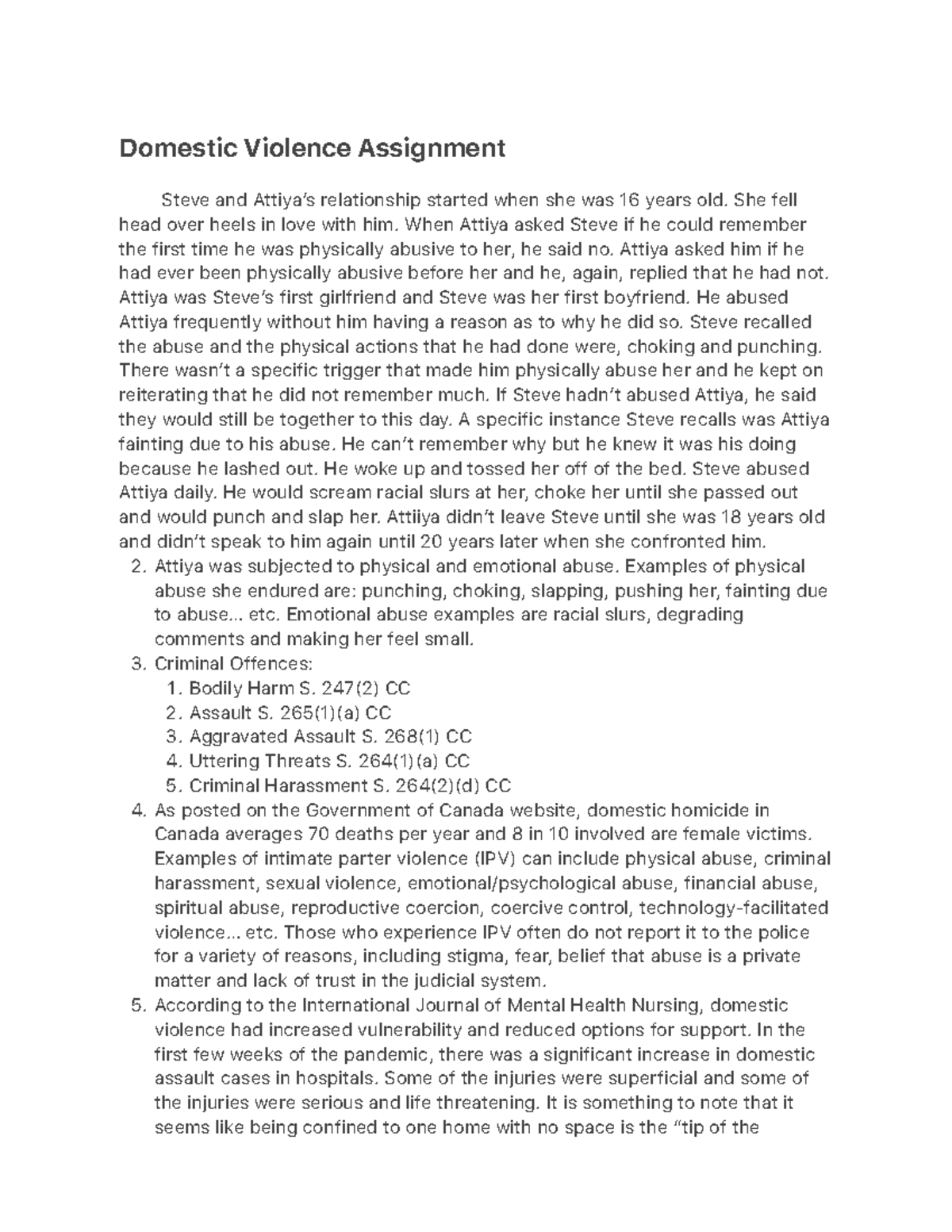 Domestic Violence Assignment - 2. 3. 1. 2. 3. 4. 5. 4. 5. Domestic ...