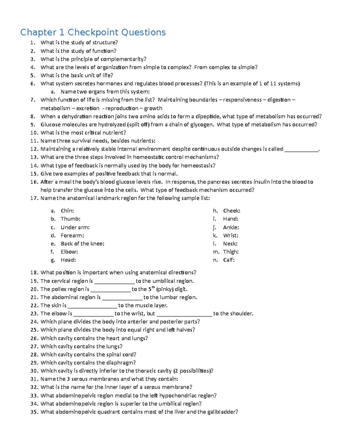Chapter 1 Checkpoint Questions - Chapter 1 Checkpoint Questions 1. 2. 3 ...