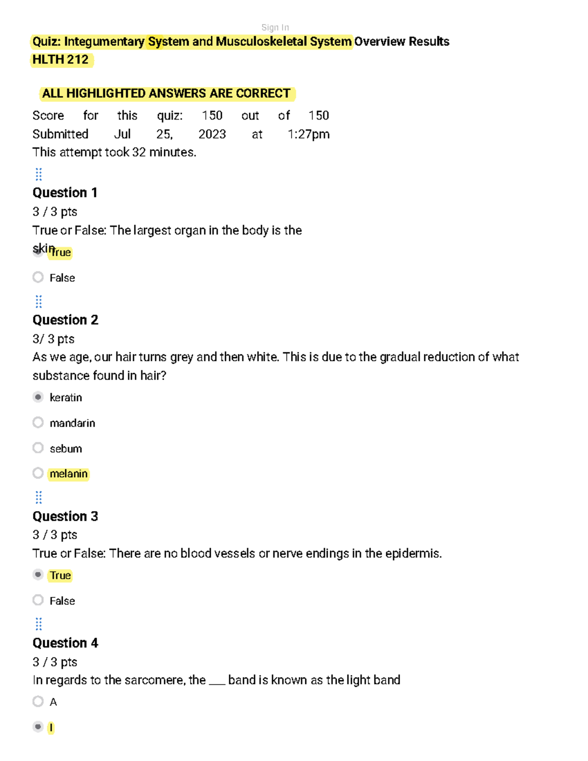 150:150 212HLTH Quiz Integumentary System and Musculoskeletal System ...