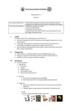 LP - lesson plan - Banghay Aralin Grade 7-Filipino Pamantayang ...