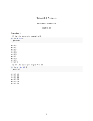Tutorial 5 Answers - Tutorial 5 Answers Muhammad Azamuddin 2023-02- Question 1 Write a function ...