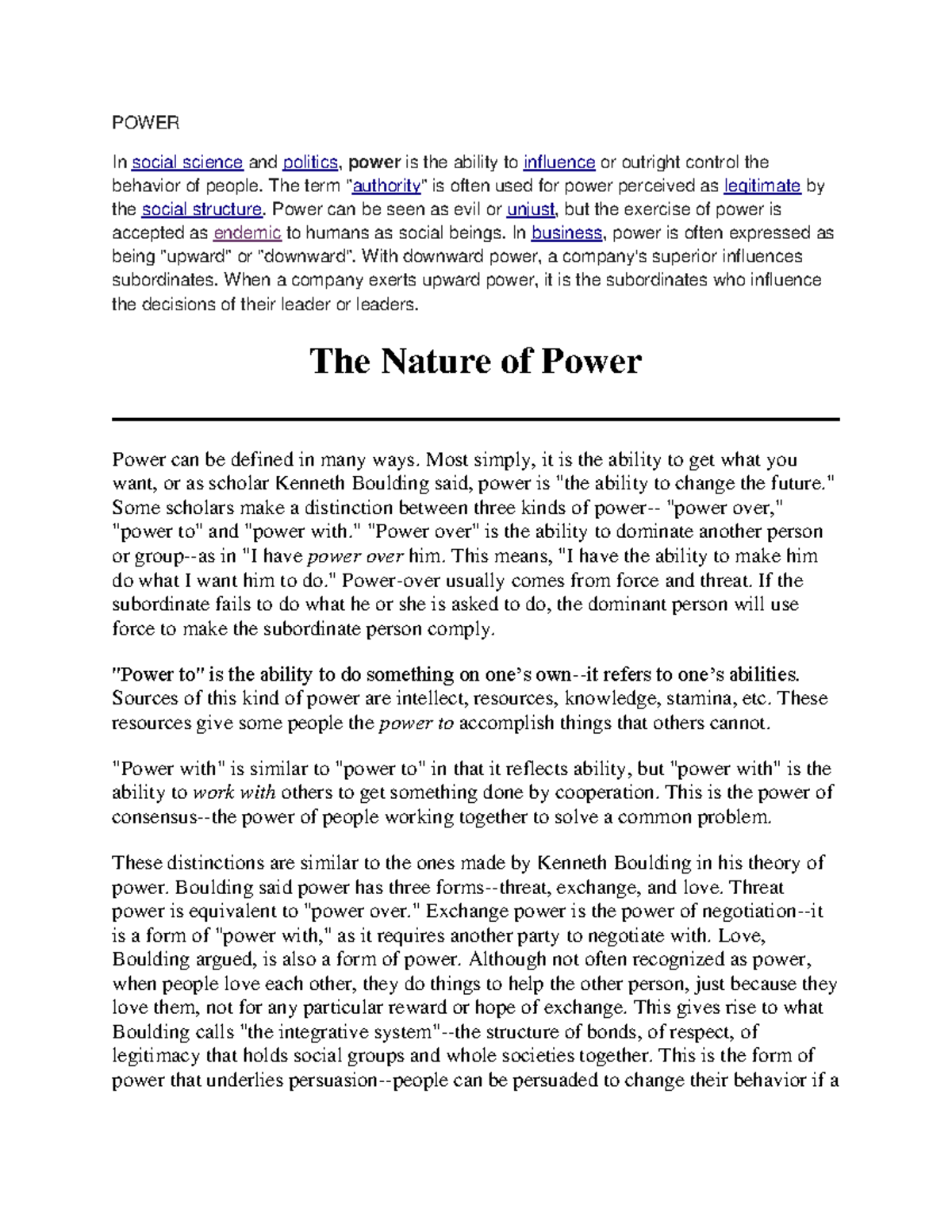 Philippine Politics - POWER In social science and politics, power is ...