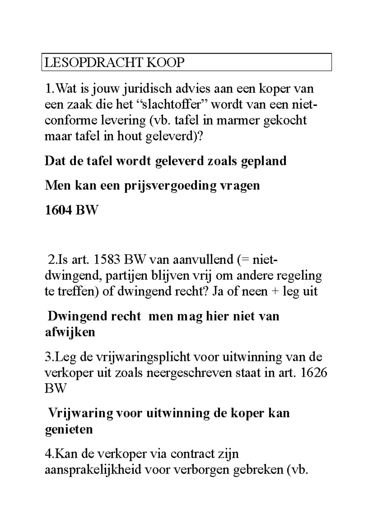 Lesopdracht KOOP - LESOPDRACHT KOOP 1 is jouw juridisch advies aan een ...