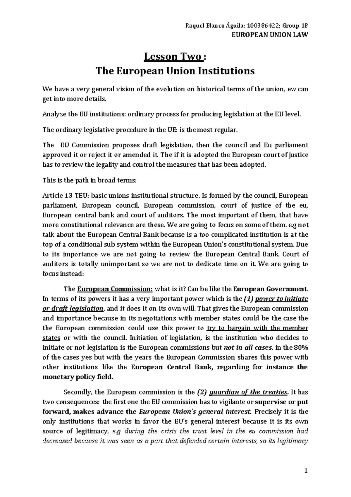 Tema 2 - EUROPEAN UNION LAW Lesson Two : The European Union ...
