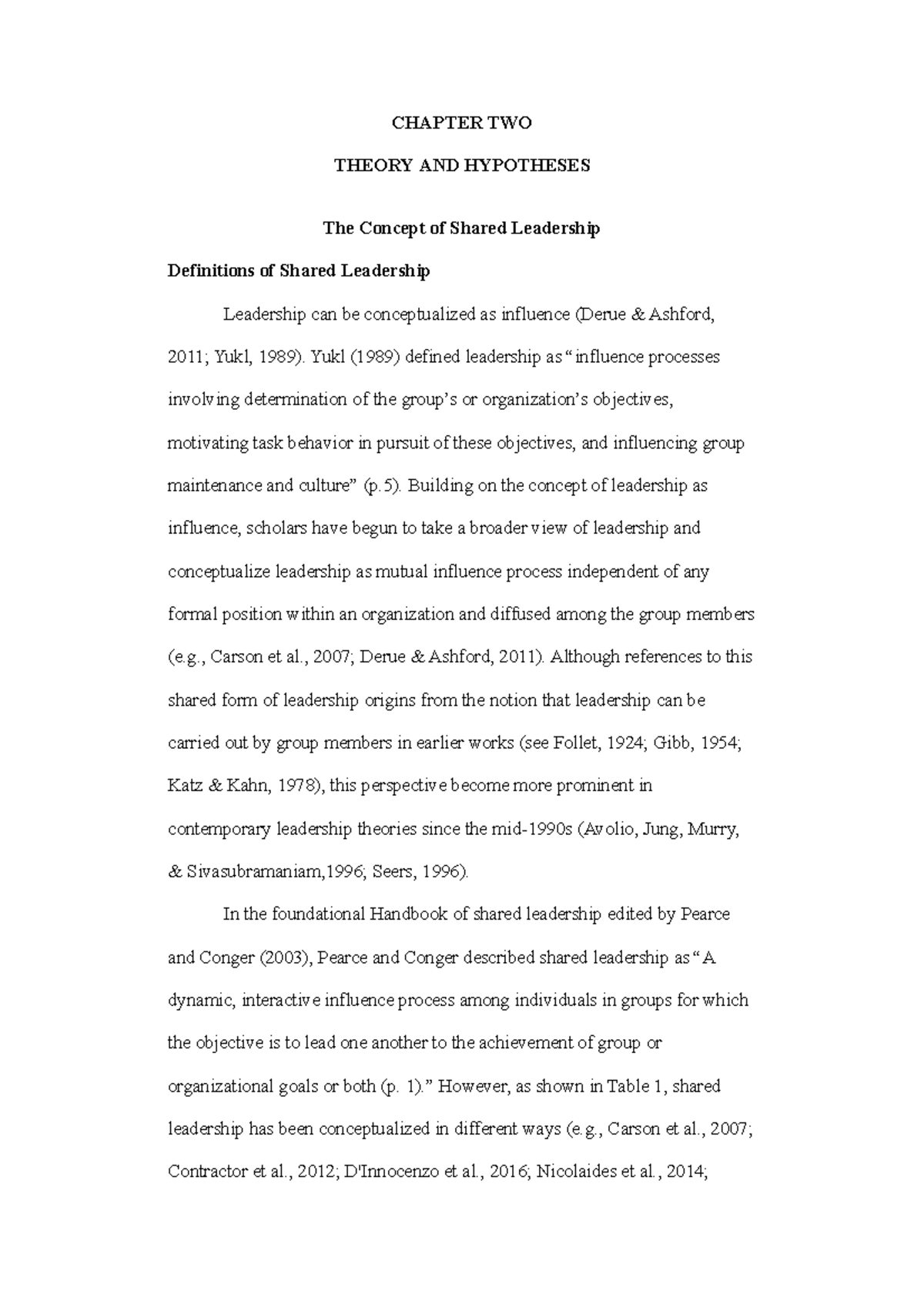The Concept of Shared Leadership - CHAPTER TWO THEORY AND HYPOTHESES The Concept of Shared - Studocu