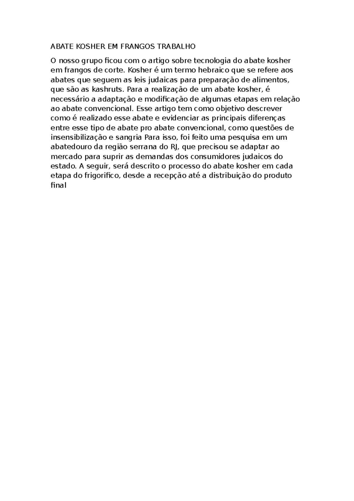 Abate Kosher EM Frangos Trabalho - ABATE KOSHER EM FRANGOS TRABALHO O ...