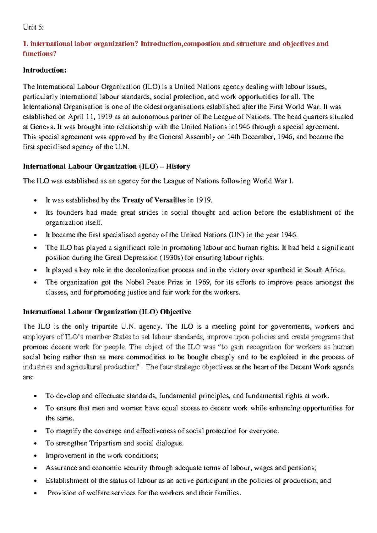 Unit 5 - international law - Unit 5: 1. international labor ...