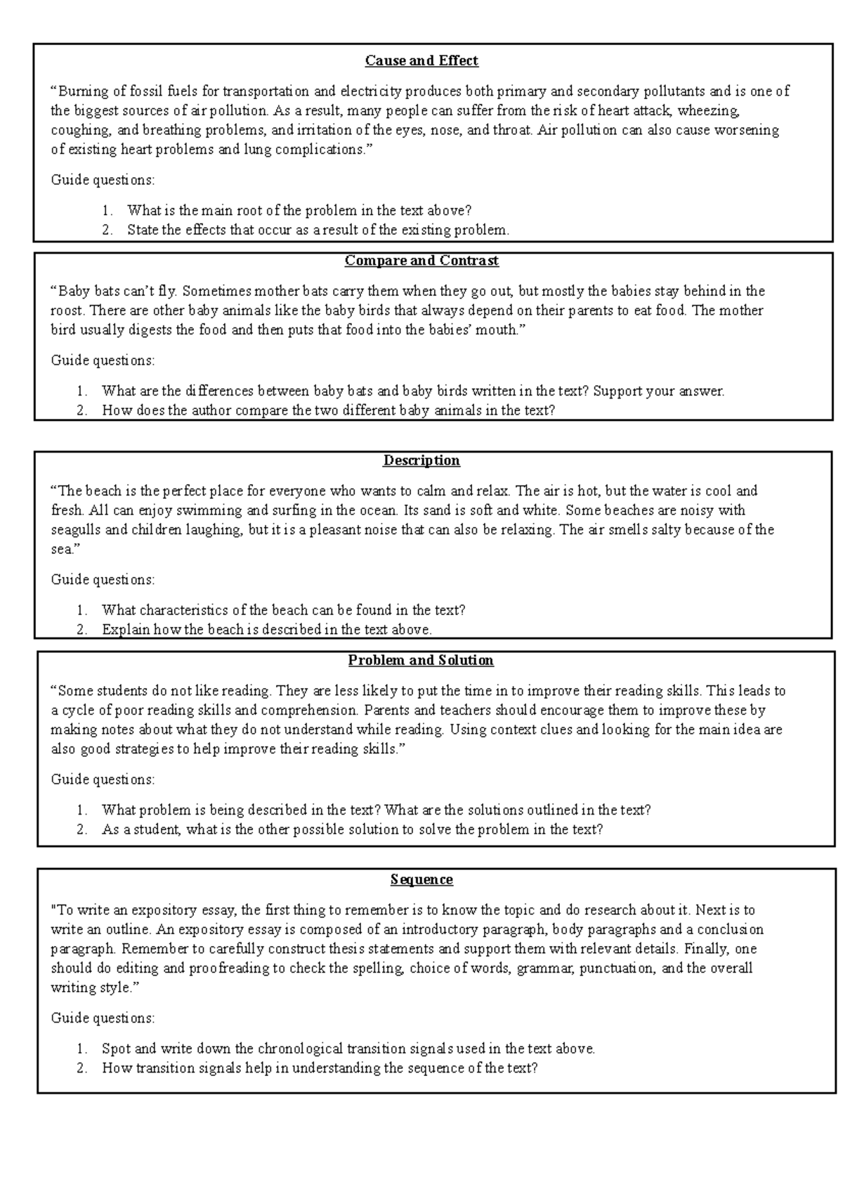 A4 Expository TEXT - ENGLISH - Cause and Effect “Burning of fossil ...