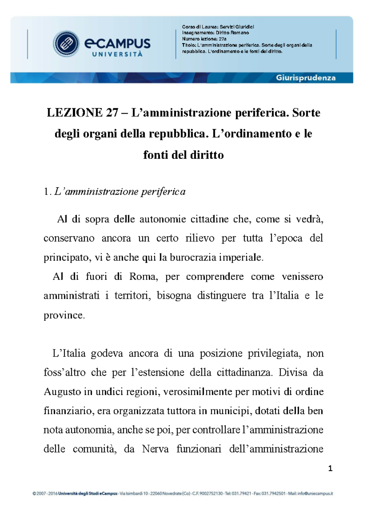 SGCL21 2950a 2701 - note di lettura lezioni diritto romano - Numero ...
