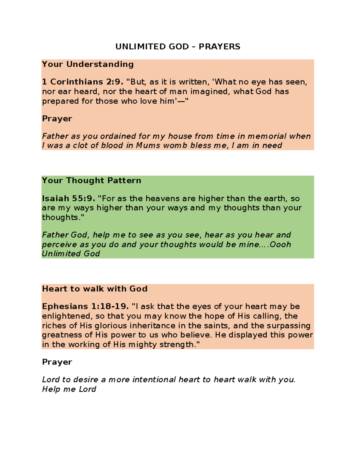 Unlimited GOD - notes - UNLIMITED GOD – PRAYERS Your Understanding 1 ...
