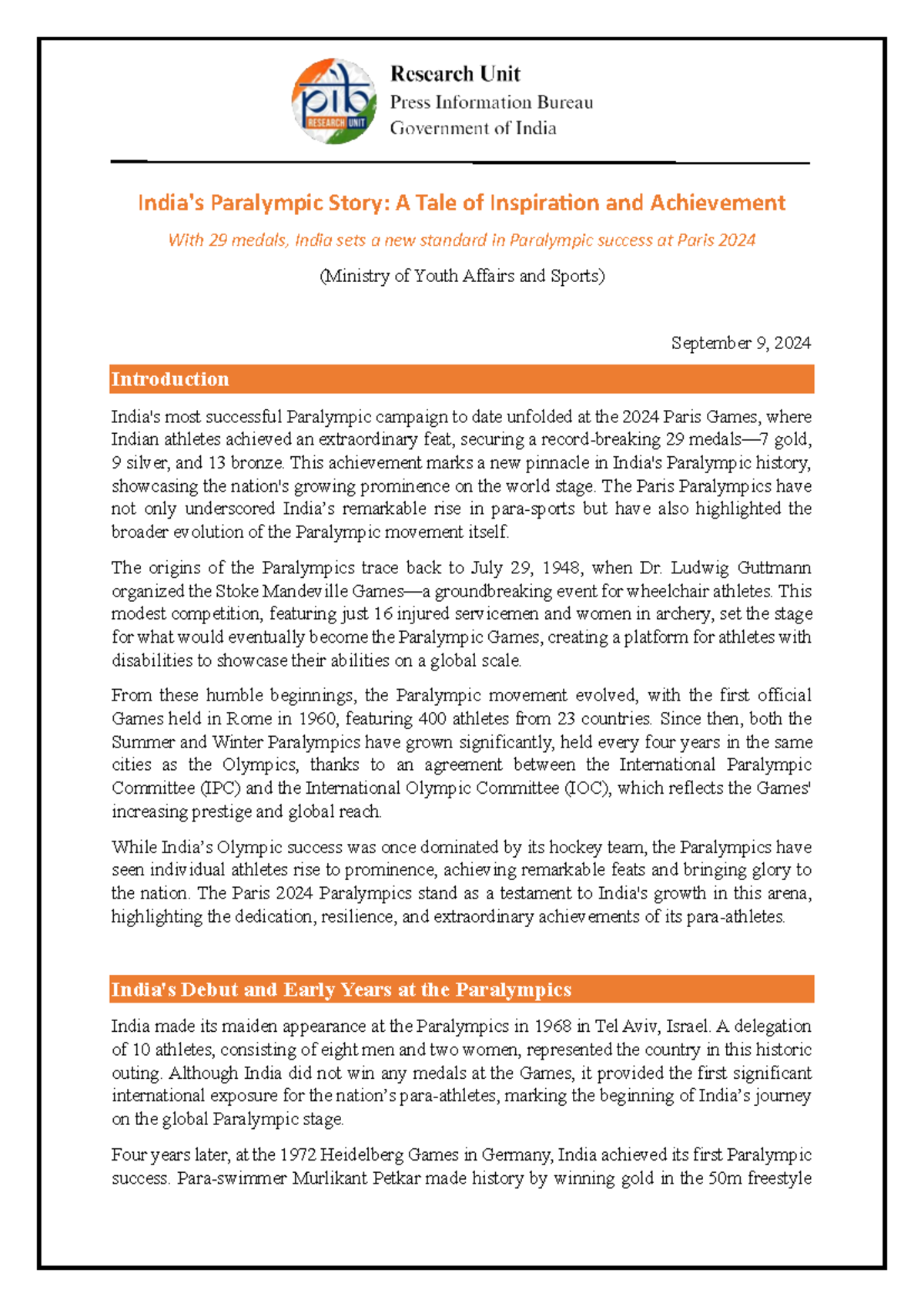 Doc202499390601 - Class 12 pat sample paper - India's Paralympic Story ...