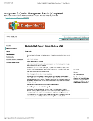 Shadowhealth Conflict management: Prioritizing care - 10/8/22, 6:19 AM ...