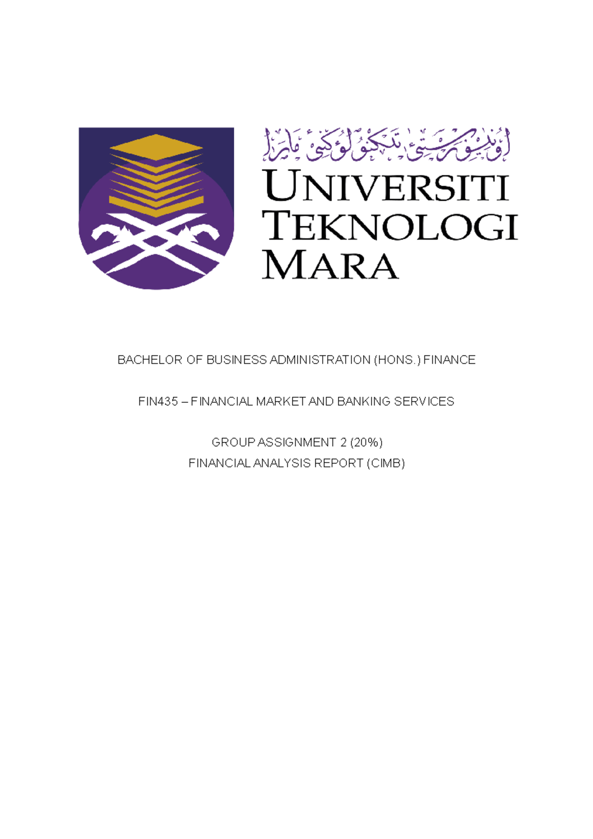 Assignment 2 Financial Report Analysis Bachelor Of Business