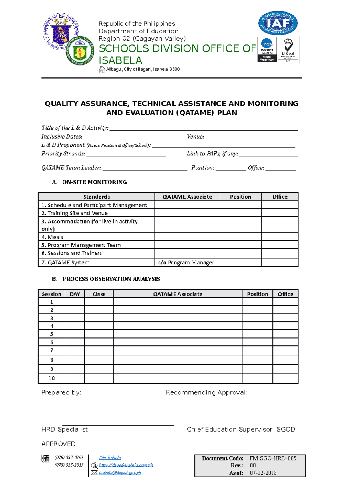 FM-SGO-HRD-005 ( Qatame Plan) - Republic of the Philippines Department ...