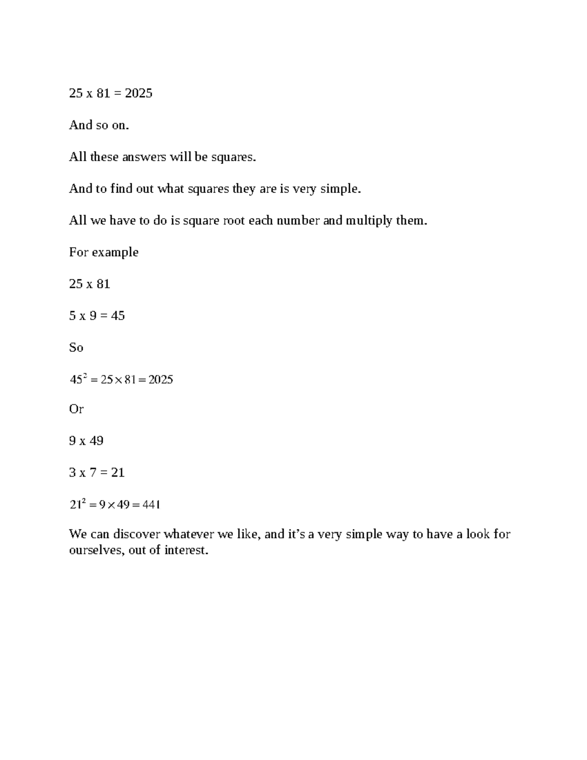 The Math Hack Book - 25 x 81 = 2025 And so on. All these answers will ...