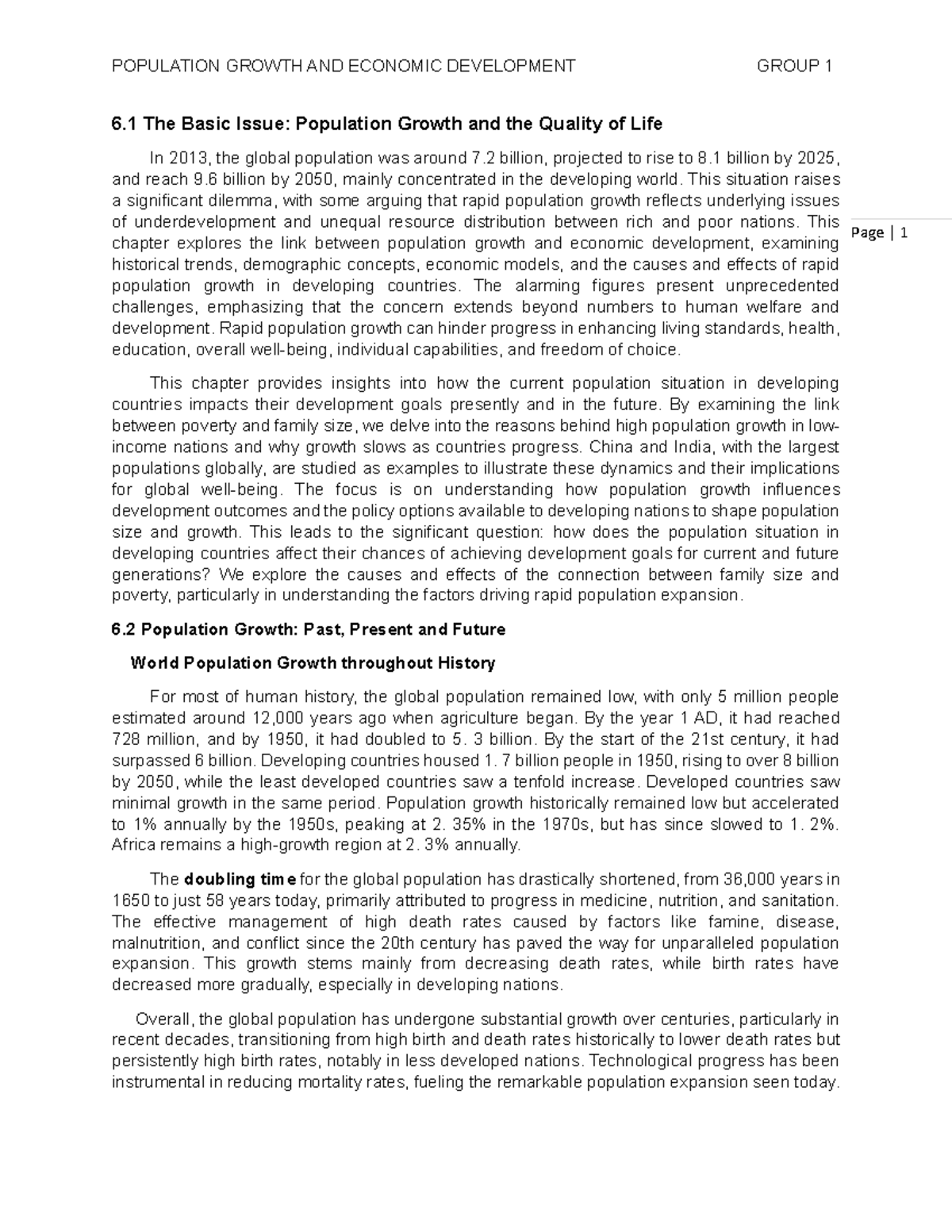 Midterm-Lesson 1-Population Growth and Economic Development - Page | 1 ...