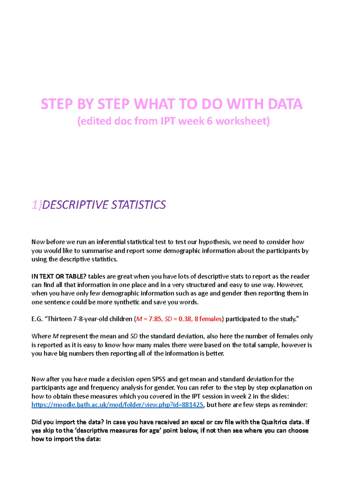 QRM Week 6 Workshop - How to use SPSS for lab report 1 - STEP BY STEP ...