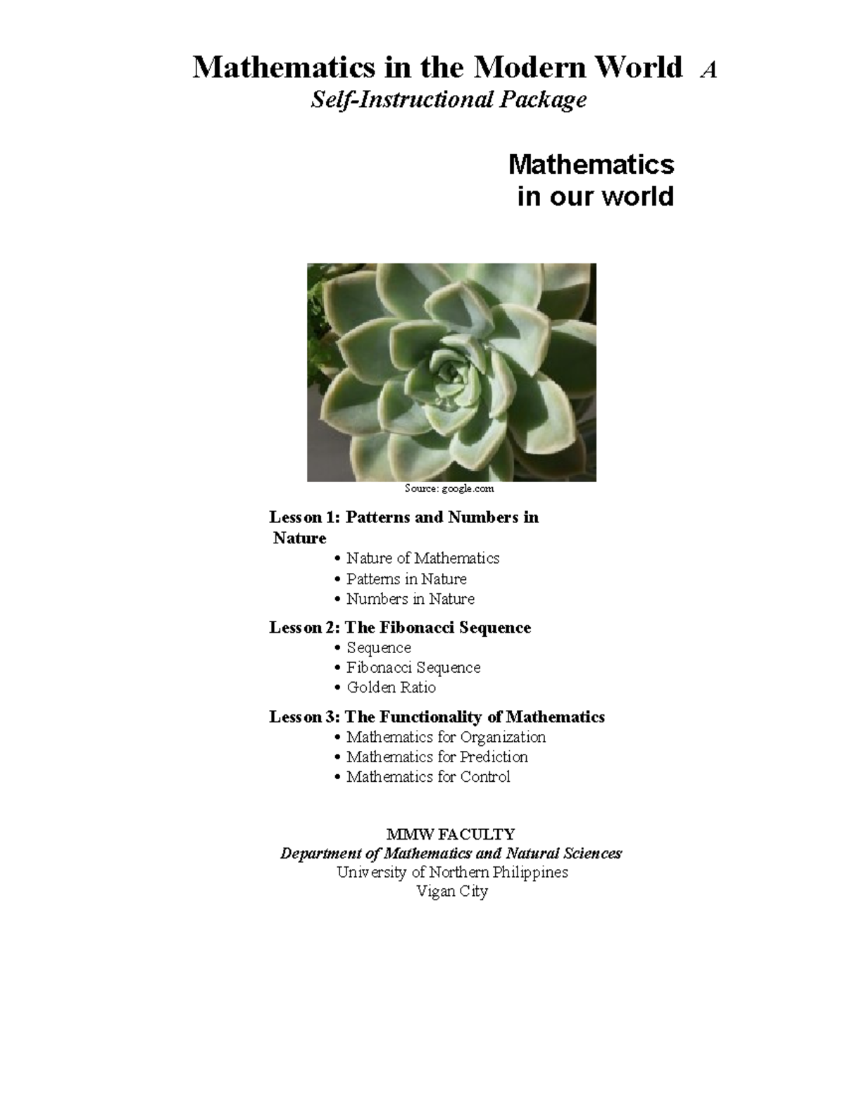 Chapter 1 - Math in our World - Mathematics in the Modern World A Self ...