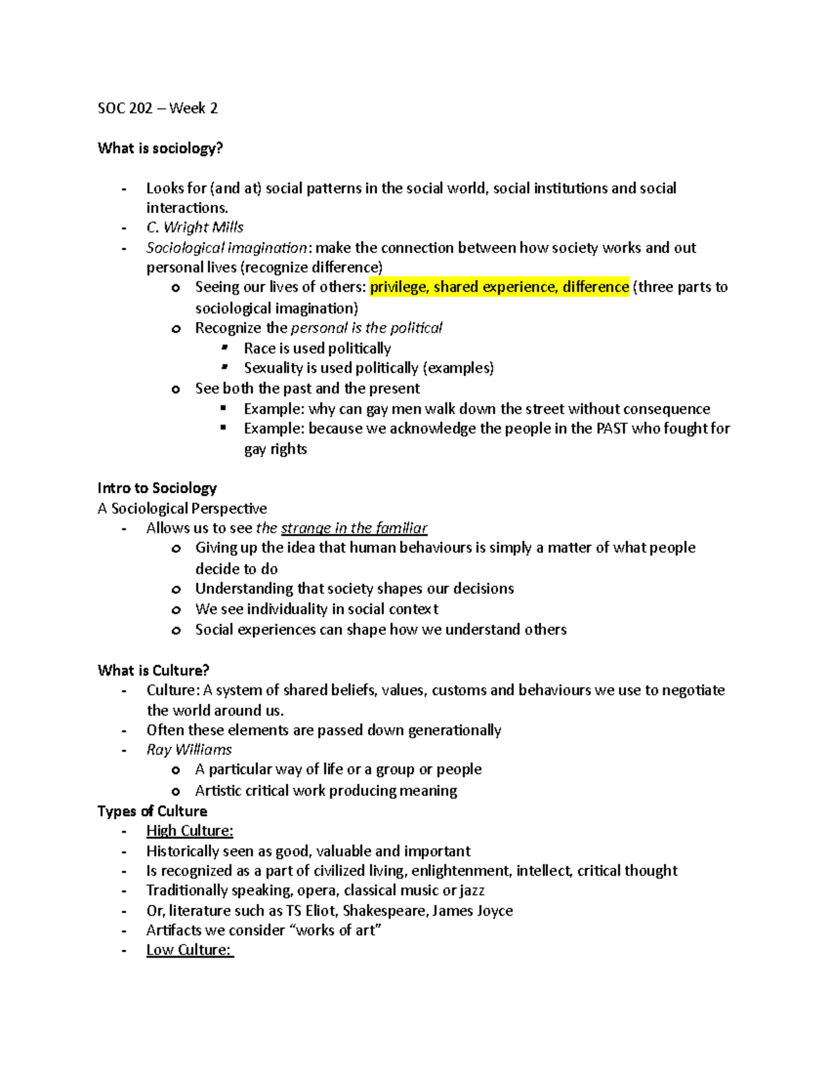 SOC 202 - Week 2 - Lecture notes Lecture 2 - SOC 202 – Week 2 What is ...