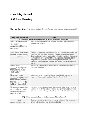 03 05 Molecular Structure Journal - Chemistry Journal 03 Molecular ...