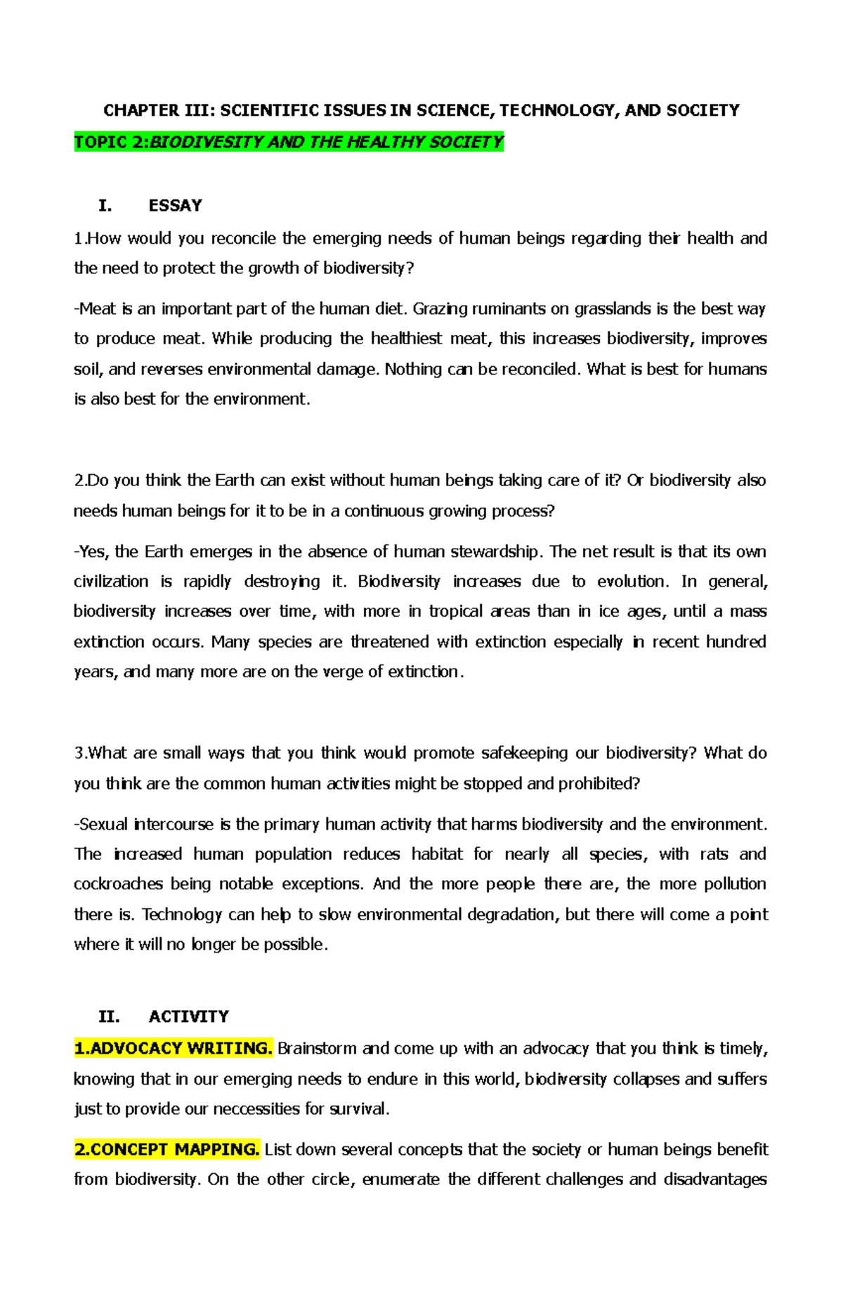 10. Chapter 3 Lesson 2 - CHAPTER III: SCIENTIFIC ISSUES IN SCIENCE ...
