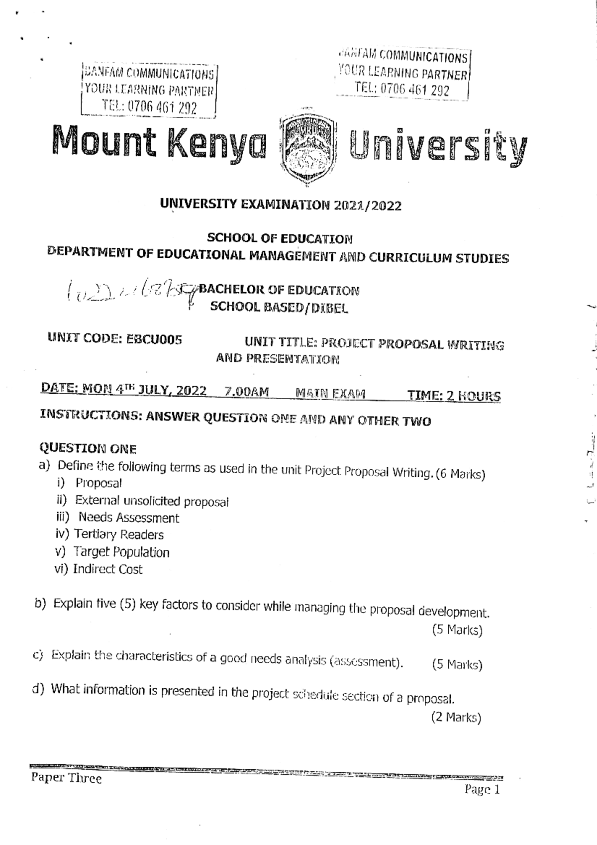 Research Proposal BY M - Research Proposal Writing Skills - Studocu
