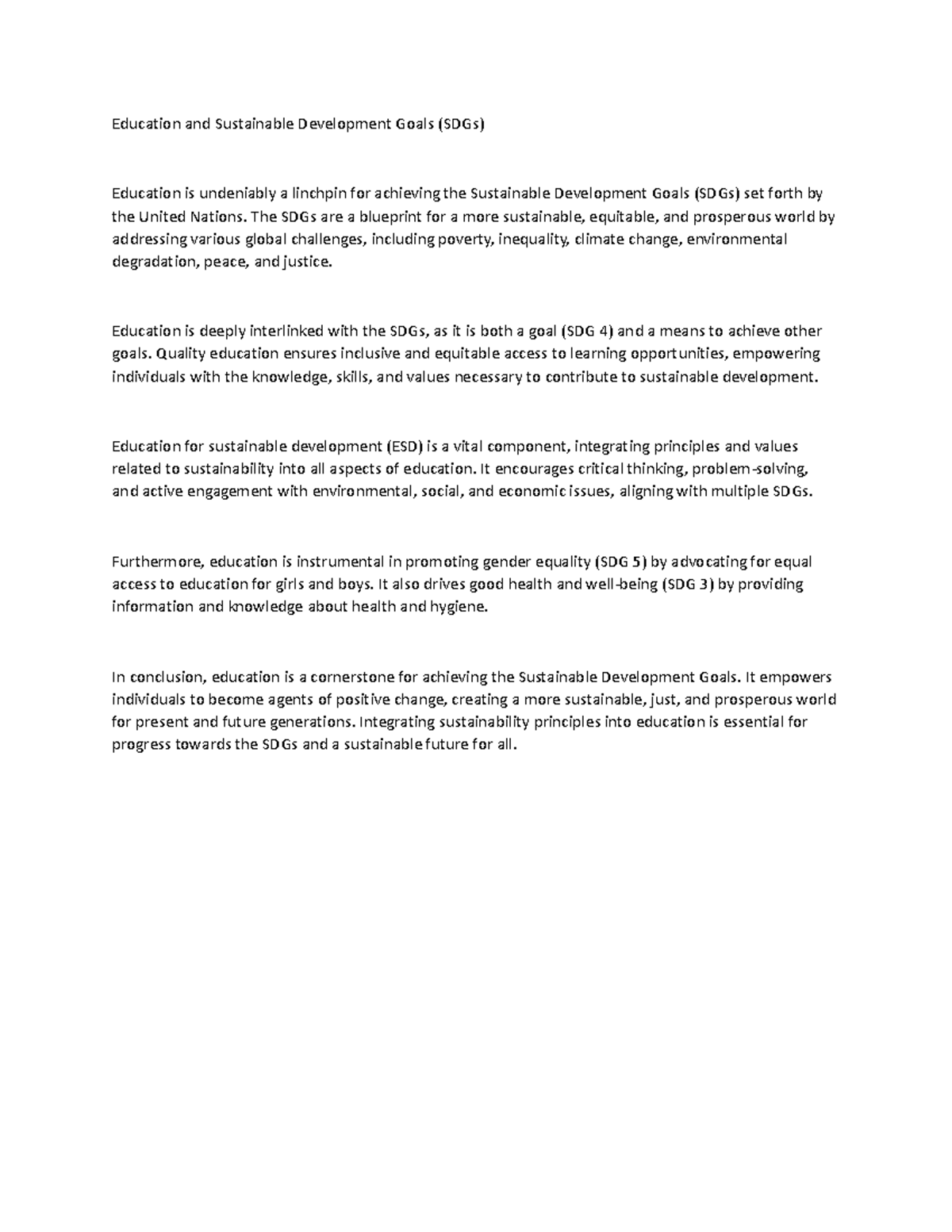 Education and Sustainable Development Goals - The SDGs are a blueprint ...