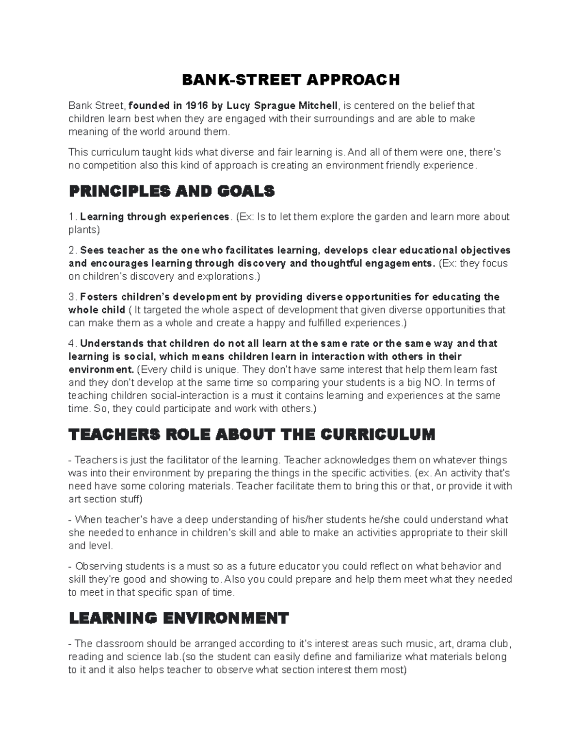 Bank street approach - note taking - BANK-STREET APPROACH Bank Street ...