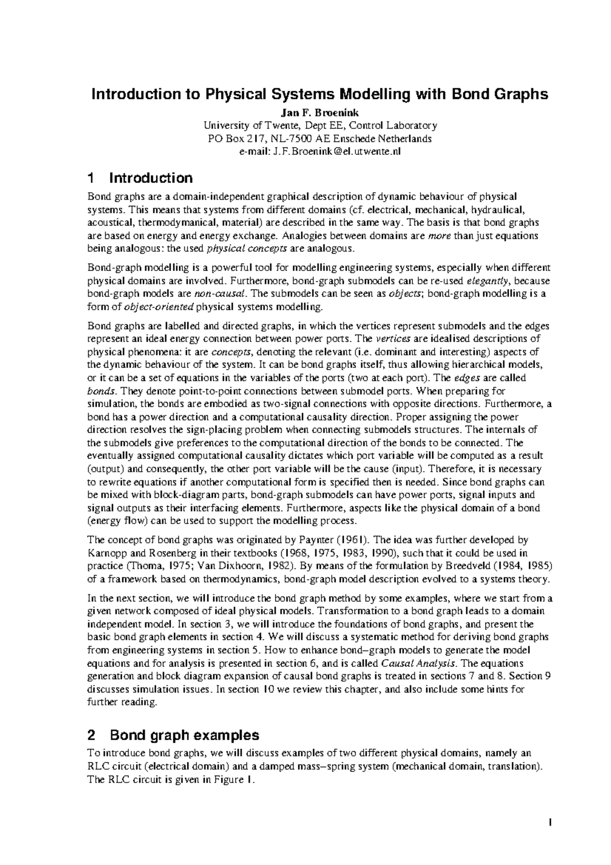 Bond Graphs V 2 - Fggfcgh - Introduction to Physical Systems Modelling ...
