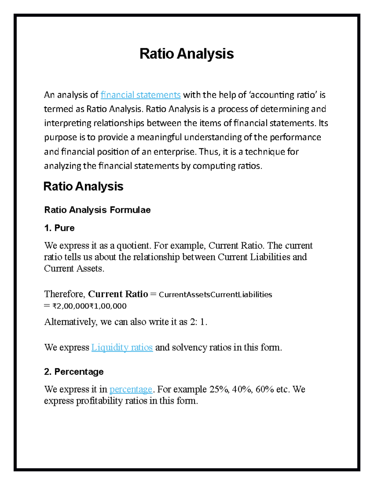 Ratio Analysis Meaning Of Ratio Analysis Advantages Of Ratio