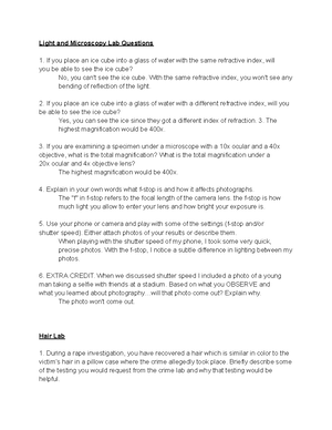 Sci114 lab work 2 - post lab prompts about the forensic applications of ...