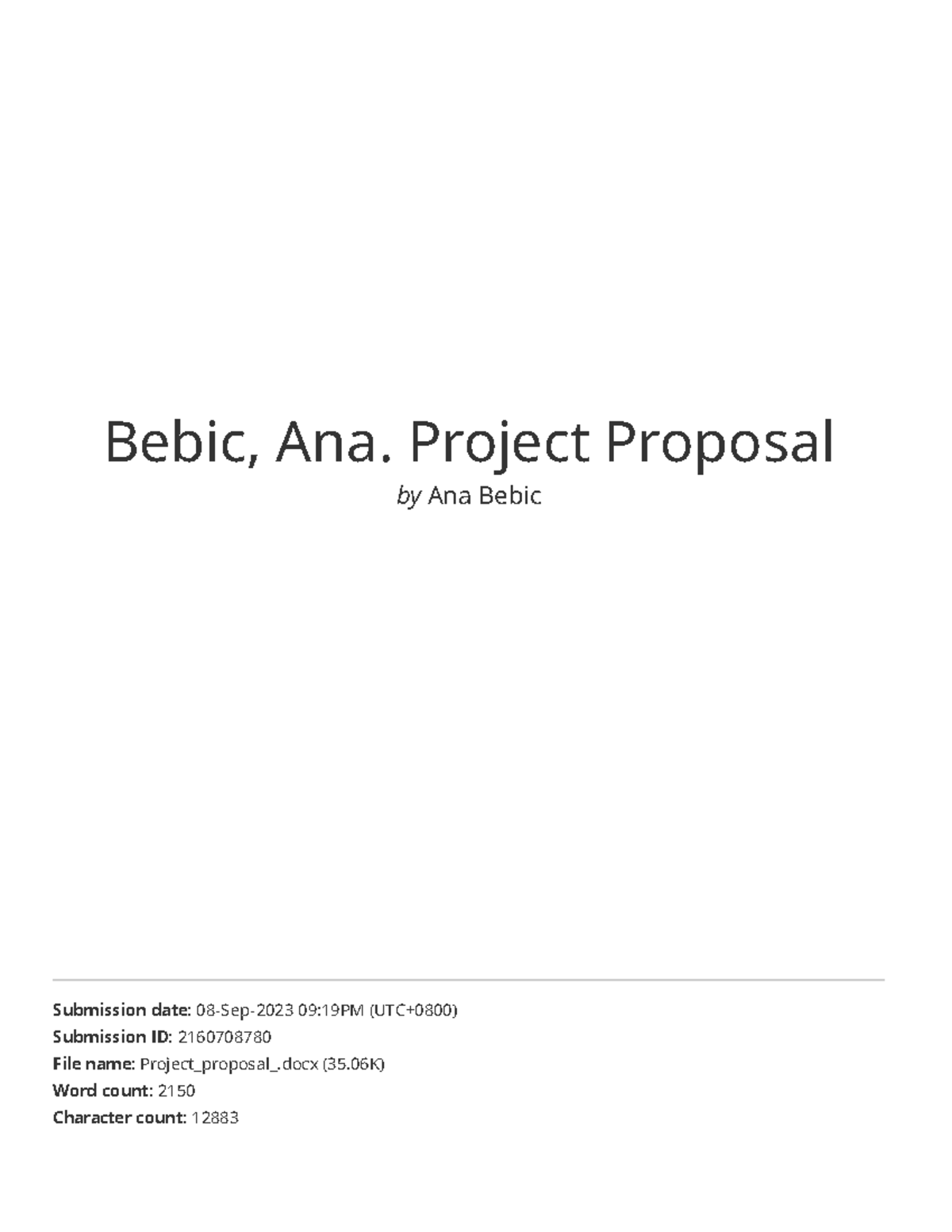 Bebic, Ana. Project Proposal marked - Bebic, Ana. Project Proposal by ...