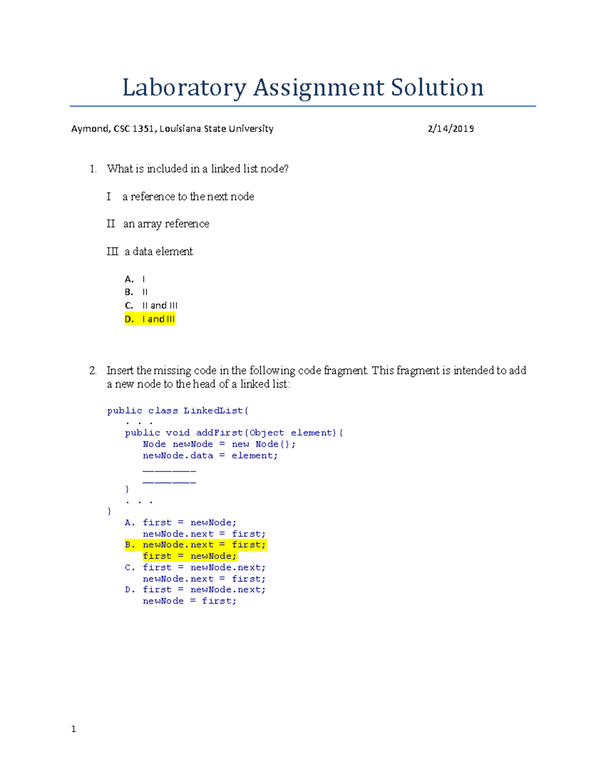 2019 02 14 Laboratory Assignment Solution Warning Tt Undefined Function 32 1 Laboratory