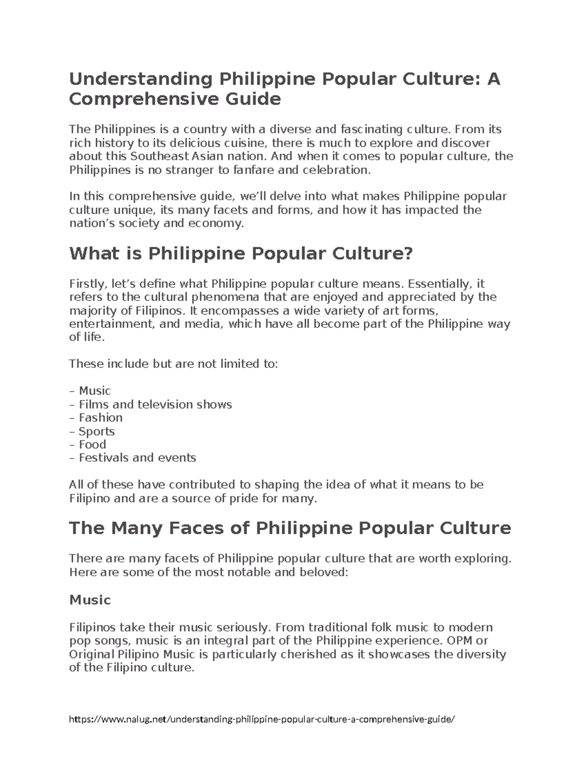 Ppc material on aspects and elements 1 3 - Understanding Philippine Popular Culture: A ...