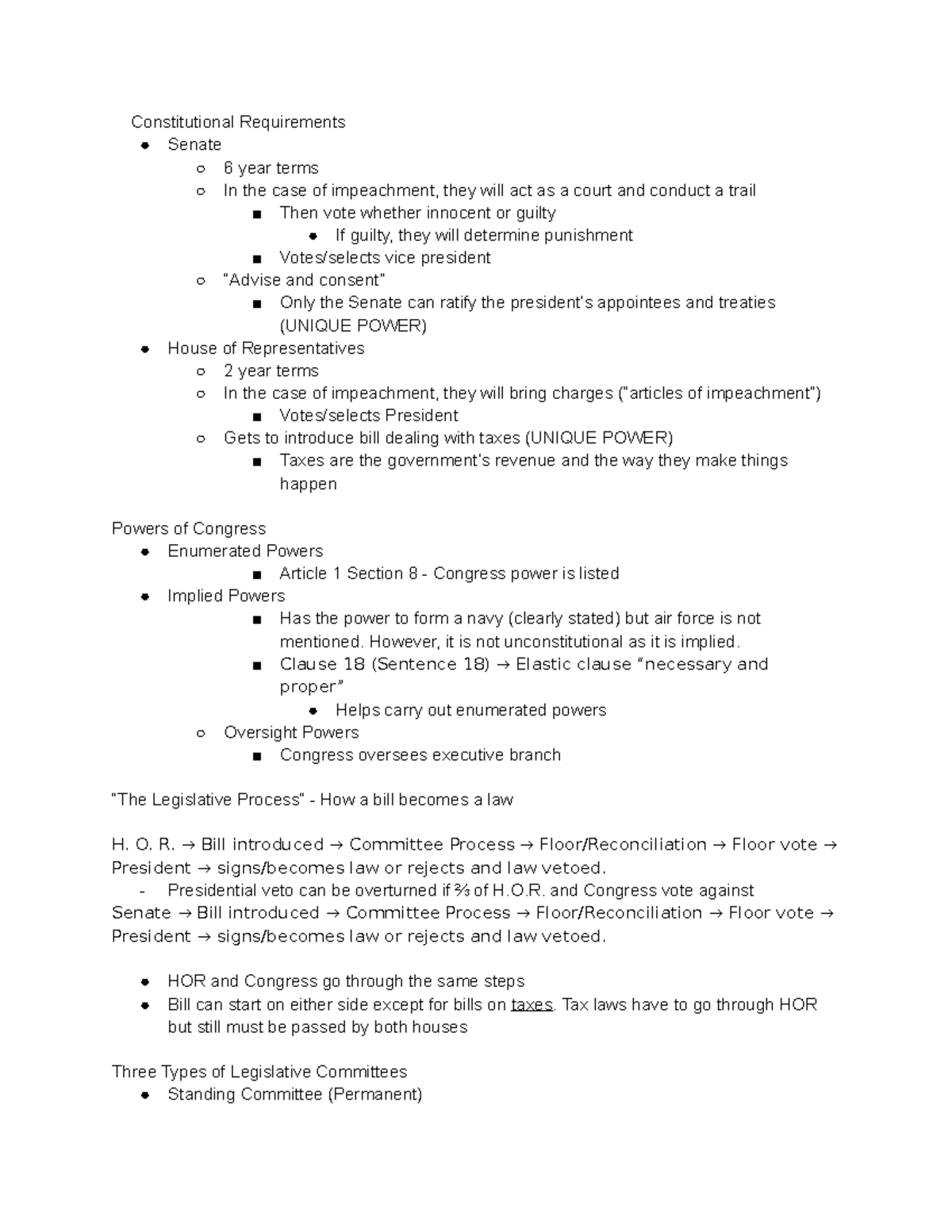 Test 2 - Lectures Notes Test 2 - Constitutional Requirements Senate 6 ...