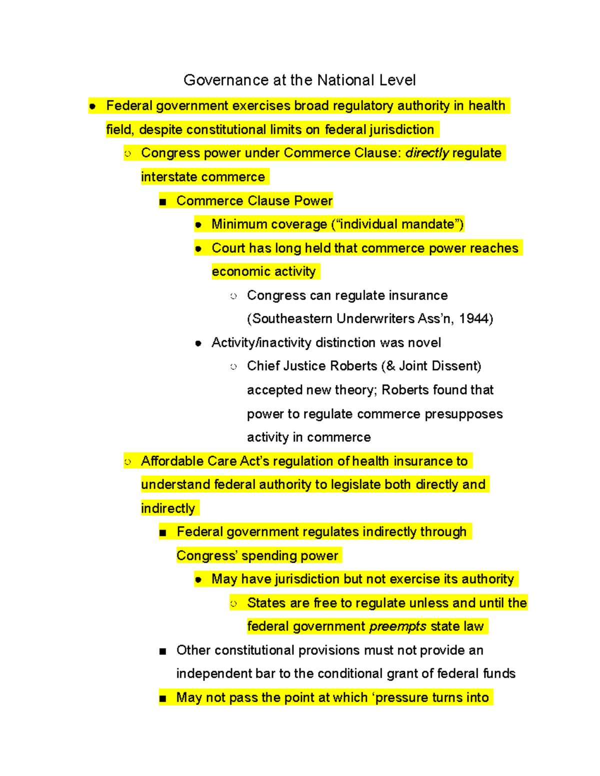 Module 3 - Governance at the National Level Federal government ...