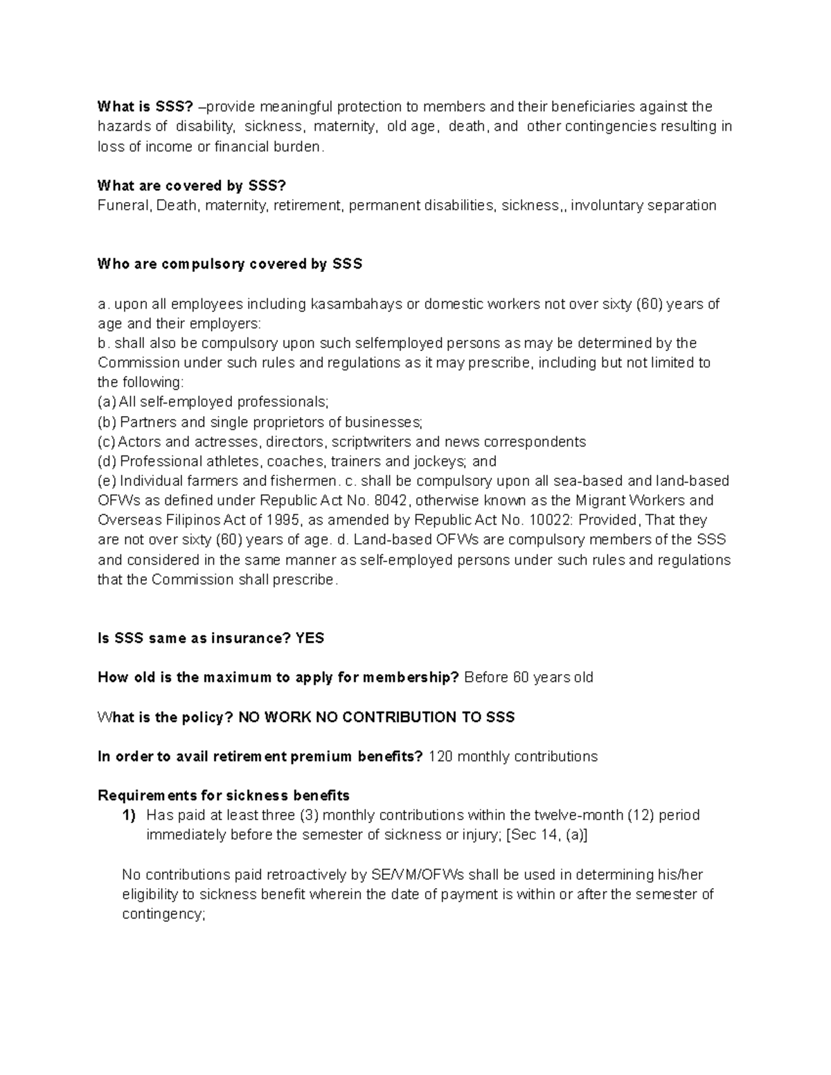 FAQ SSS - social legislation - What is SSS? –provide meaningful ...
