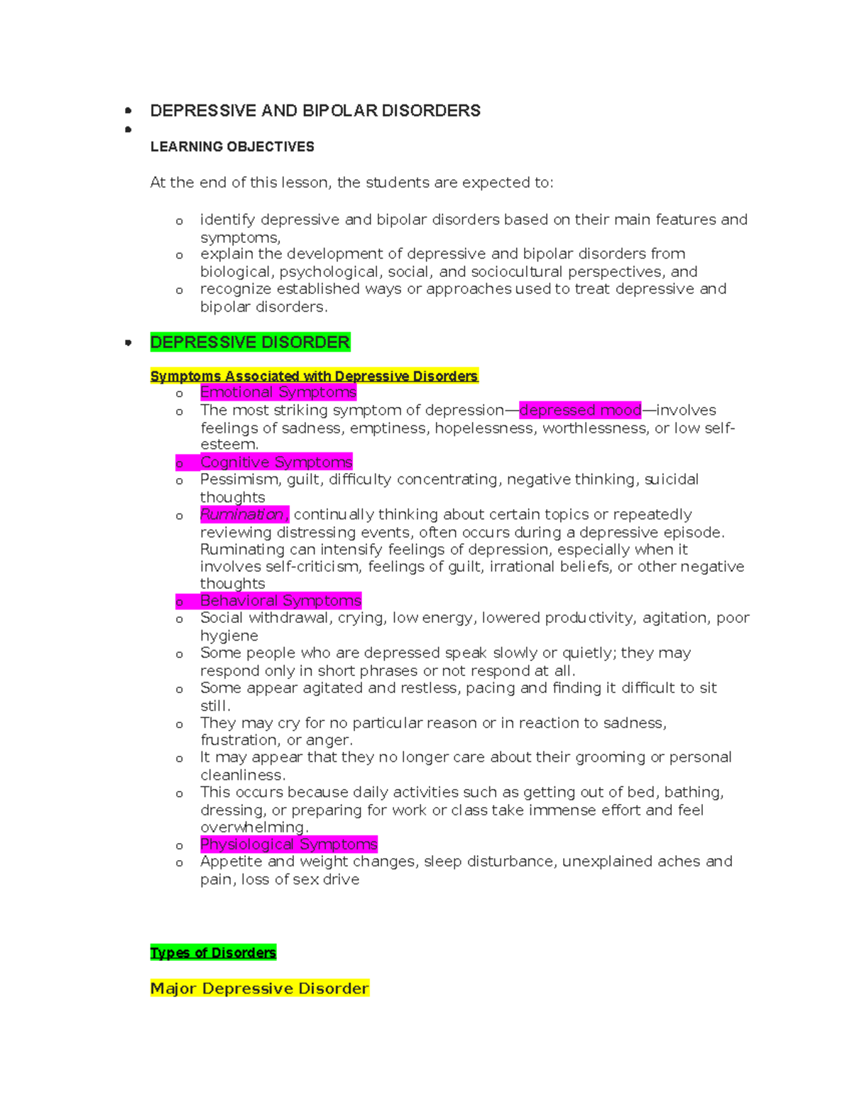 Depressive AND Bipolar Disorders - DEPRESSIVE AND BIPOLAR DISORDERS ...